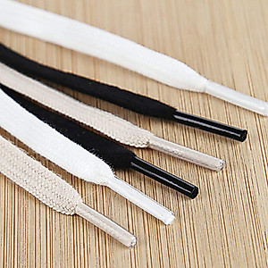 ZHENTOR [2 Pairs] Flat Athletic Shoe Laces - Cotton Shoelaces for Sport Canvas Shoes and 70S Replacement Sneakers (63, white)