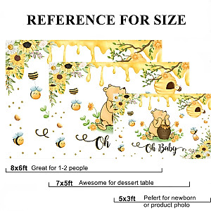 Bear Baby Shower Backdrop Oh Baby Bee Honey Pot Baby Shower Background Decorations Kids Bear Party Photoshoot Props Supplies 7x5ft