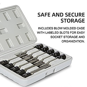 Extra Long Torx Bit Socket Set (10 Pack) - Long 3.5" Torx Bit in 3/8" Drive T10 - T60