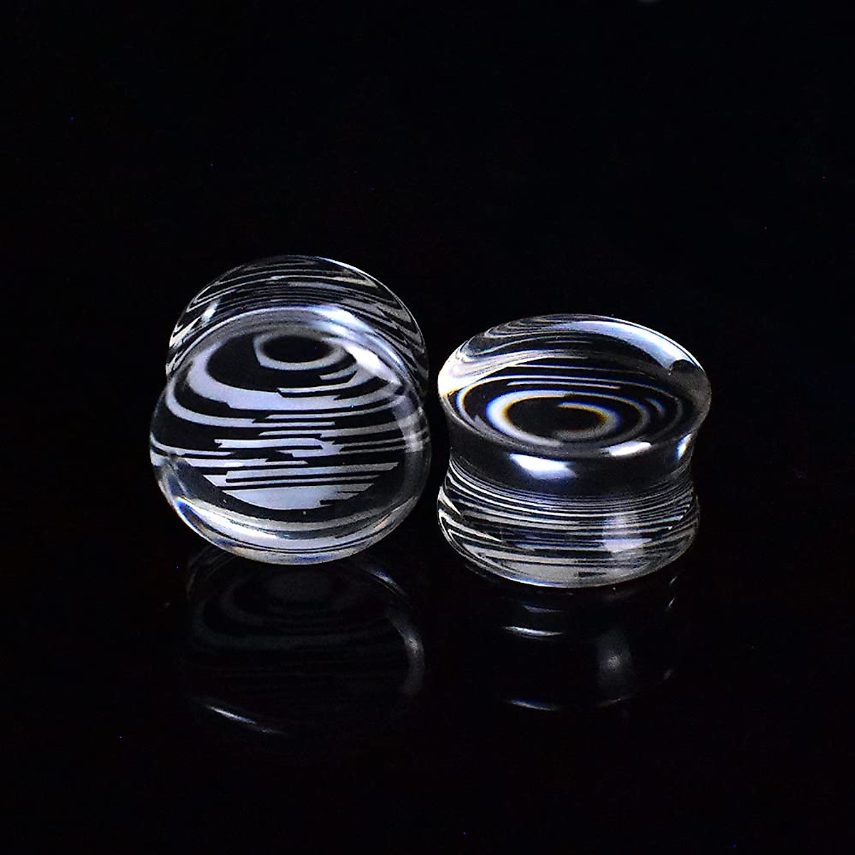 Jboyanpei 6Pcs/3pair Stripe Pattern Acrylic Ear Gauges Tunnels and Plug Ear Expander Studs Stretching Body Piercing Jewelry Size 20mm