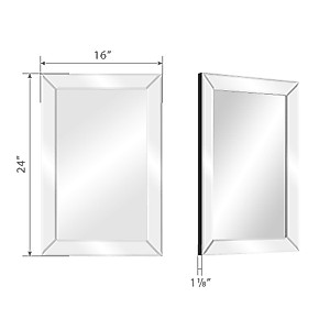 Everly Hart Collection 16x24 Beveled Wall Accent Mirror With Angled Beveled Mirror Frame Silver