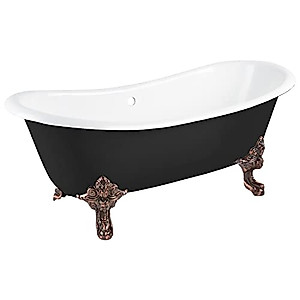 Signature Hardware 946219-72 Lena 72" Cast Iron Soaking Clawfoot Tub with Integrated Drain, Overflow and Imperial Feet