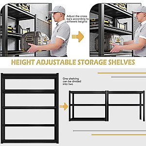 REIBII Garage Storage Shelves Heavy Duty Garage Shelving 72" Adjustable Metal Shelves for Storage 5-Tier Garage Shelves Heavy Duty 2500LBS Basement Kitchen Pantry Shelving Utility Shelves, 3 Pack