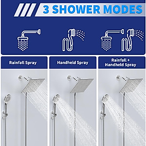 Cirtek Shower Head, 8" Rain Shower Heads with Handheld Spray Combo, High Pressure Hand Held Showerhead with Hose, Rainfall Shower Head with Built-in Power Jet to Clean Bathroom/Tub/Pet, Chrome