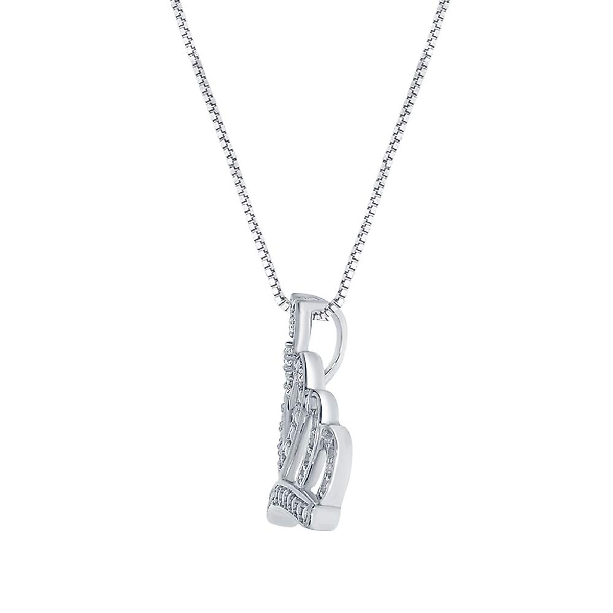 Elmas 0.05CT Round White Diamond 925 Sterling Silver Crown Pendant Necklace for Women