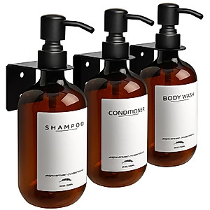 Shampoo Dispenser for Shower Wall, Thick Glass Bottle with 1/4oz Pump