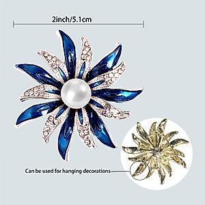 Costume Jewelry for Women Flower Brooch Pins for Women Fashion Crystal Broches Vintage Jewelry Broche Pins (Blue)