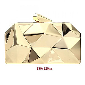 Women Geometric Lattice Pattern Metal Evening Bag Bridal Prom Crossbody Bag Party Clutch Wedding Purse with Chain (Silver)