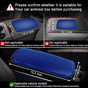 Amiss Car Center Console Pad, Universal Waterproof Car Armrest Seat Box Cover, Car Interior Accessories, Carbon Fiber PU Leather Auto Armrest Cover Protector for Most Vehicle, SUV, Truck, Car (Blue)