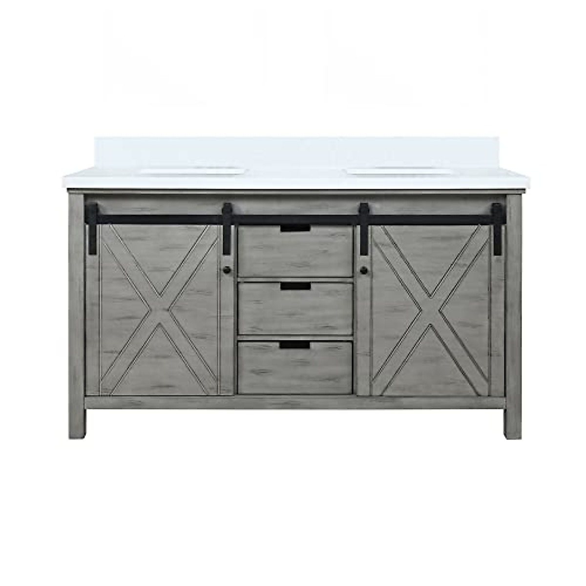 Bell+Modern Ketchum 60 inch Ash Grey Double Bath Vanity and Cultured Marble Countertop