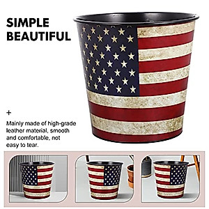 Angoily Vintage Trash Can American Flag Trash Can Wastebasket Garbage Bin Retro Waste Toilet Paper Bin Basket for Bathroom Bedroom Office