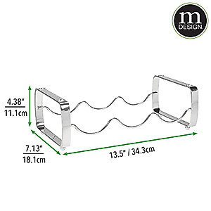 mDesign Metal Steel Free-Standing 3 Bottle Modular Wine Rack Storage Organizer for Kitchen Countertop, Table Top, Pantry, Fridge - Holder for Wine, Beer, Pop/Soda, Water, Stackable - 4 Pack - Chrome