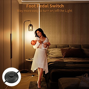 A ANTEN Industrial Floor lamp, Metal Standing Lamps for Living Room, 63 Inch, Modern Tall Lamp for Reading, E26, Mid Century Corner Lamp with Foot Switch, Black Floor Light for Bedrooms, Office, Home