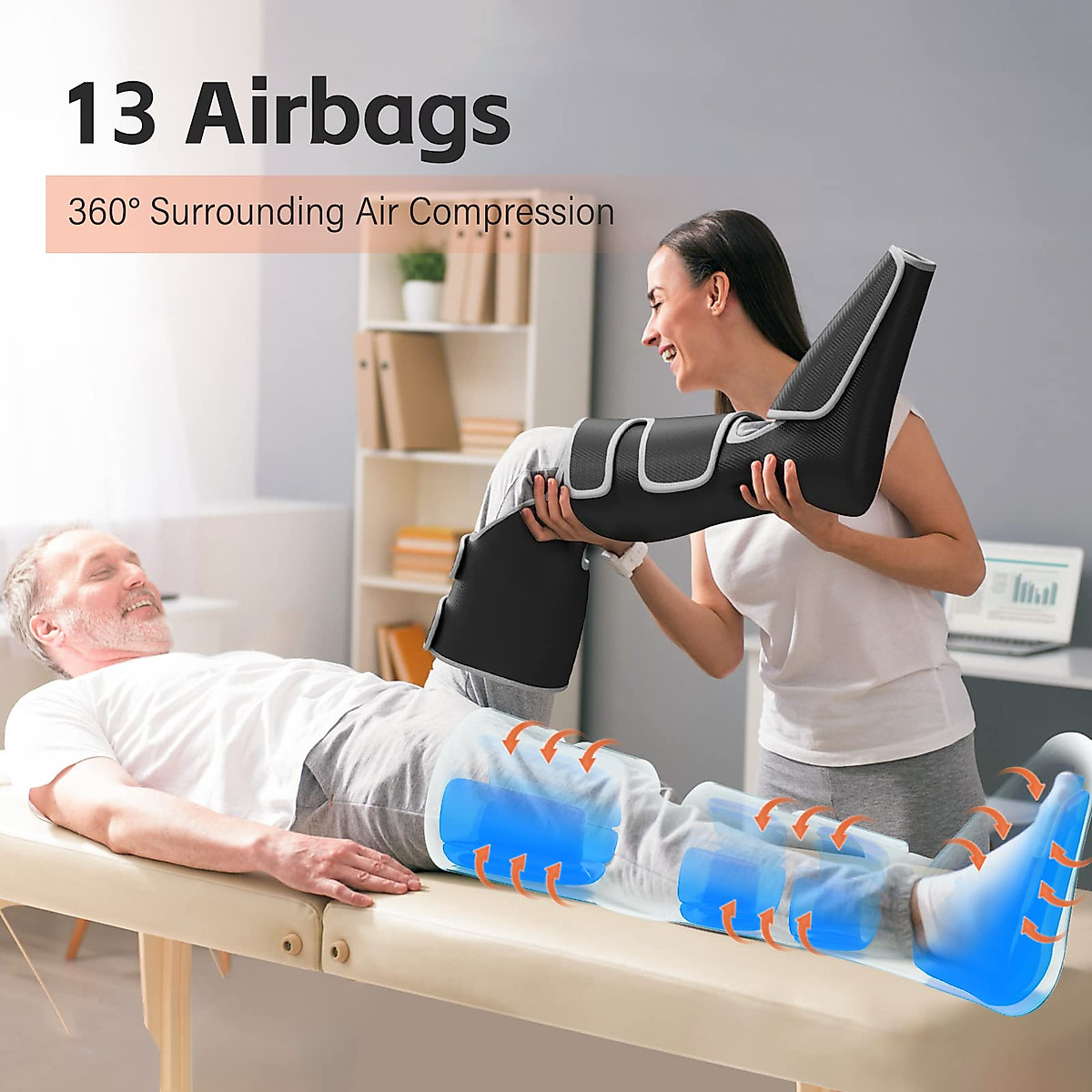 SHINE WELL Leg Massager with Heat and Compression, Leg Compression Massager for Circulation, 3 Heat 3 Modes 3 Intensities Full Leg Massager for Pain Relief and Swelling, FSA HSA Eligible