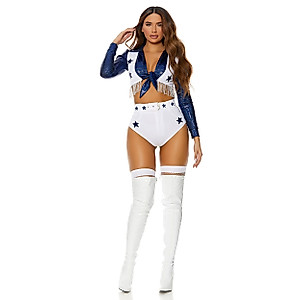 Forplay Womens Seeing Stars Cheerleader Adult Sized Costumes, White, Medium/Large US