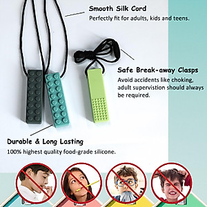 Chew Necklace, Silicone Chew Necklaces for Sensory Kids and Adults, 4 Pack Mouth Fidgets Chewy Necklace Sensory Chew Toys for Boys Girls with Autism Anxiety ADHD, BPA Free