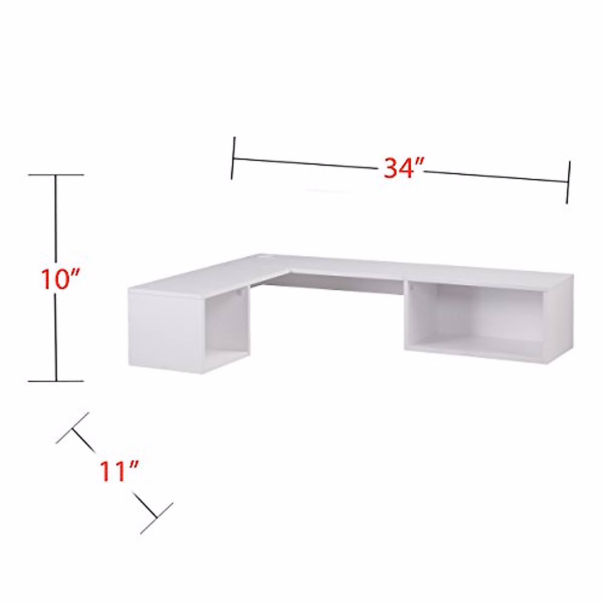 SEI Furniture Flynn Floating Wall Mount Corner Desk - Storage Cubbies ...