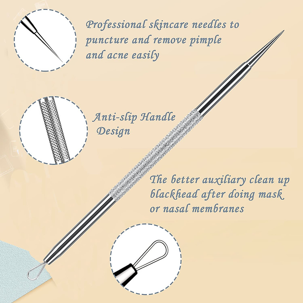 Blackhead Remover Pimple Popper Tool Kit, 6-in-1 Blackhead Comedone Acne Blemish Pimple Extractor Tool Kit Tweezers Kit Skin Care Tools for Face