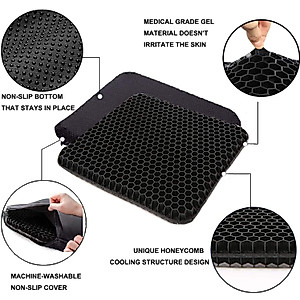 2021The Newest Gel Seat Cushion,with Non-Slip Cover,Help in Relieving Back Pain & Sciatica Pain,Seat Cushion for The Car,Office,Wheelchair&Chair (Black)