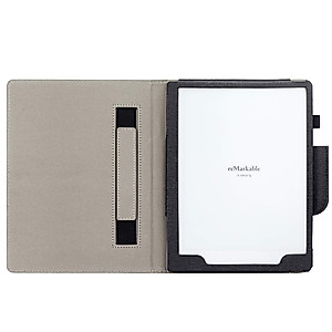 KuRoKo Book Folio Case Cover with Hand Strap and Pen Holder for Remarkable 2 10.3 Inch Digital Paper 2020 Released-Black