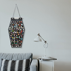 PACMAXI Hanging Brooch Pin Storage Organizer, Hexagon Style Enamel Lapel Pin Holder, Holds Up To 120 Pins(Black)