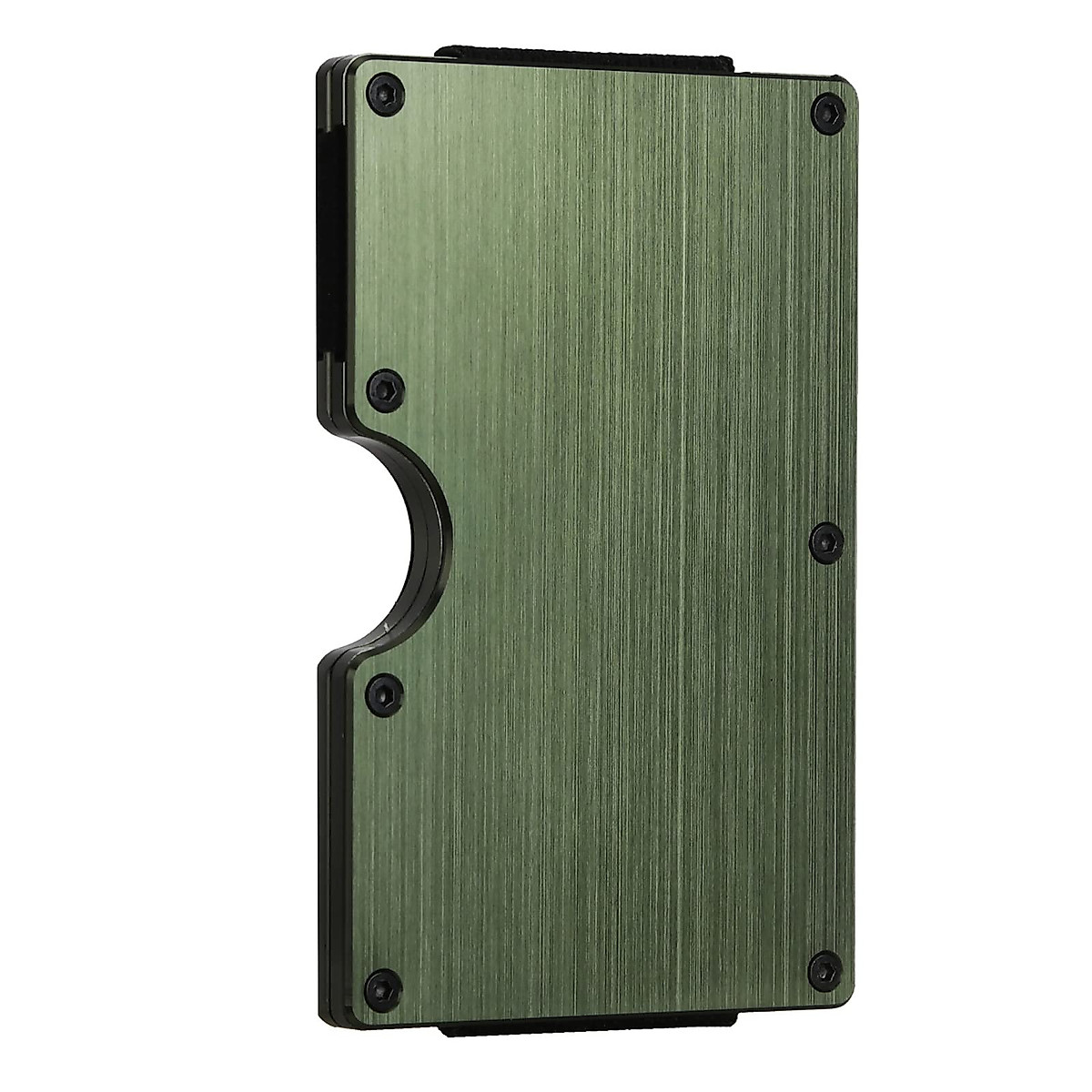 DONWORD Minimalist Wallet for Men RFID Blocking Aluminum Wallet Carbon Fiber Card Case Metal Wallet Minimalist Front Pocket Card Holder Cash Strap Mens Wallet (Army Green)