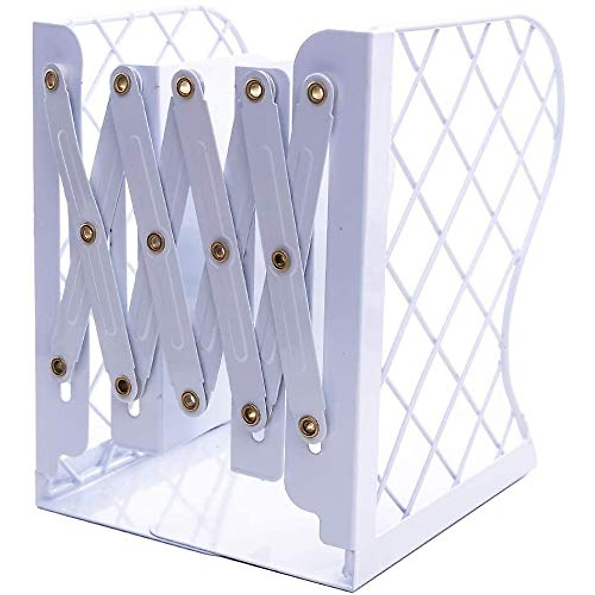 DengHU Bookeds,Adjustable Bookends Table Desktop Desk Expandable Adjustable Bookcase Bookend for Heavy Books Holder for Desk Book Stand Heavy Duty Bookend (White)