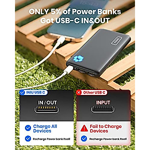 INIU Portable Charger, Slimmest 10000mAh 5V/3A Power Bank, USB C in&out High-Speed Charging Battery Pack, External Phone Powerbank Compatible with iPhone 14 13 12 11 Samsung S22 S21 Google LG iPad etc