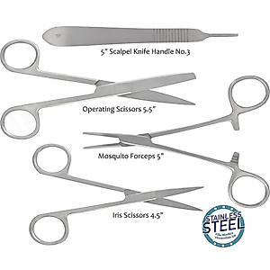 22Pcs Advanced Dissection Kit for Medical Biology & Veterinary Students- Anatomy Lab Botany Animal Frog etc Dissecting Kit. Premium Stainless Steel Scalpel Knife Handle-11 Blades