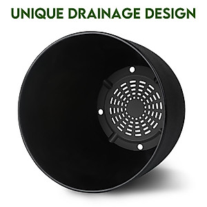 Plant Pots 8 Inch Set of 2, Flower Pots with Multi Mesh Drainage Holes, Planters for Indoor Outdoor Garden Plants and Flowers (Black)