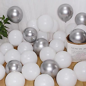 100pcs Latex Balloon Arch Kit, White Balloons Different Sizes 5/10/12/18 Inch Balloon Garland for Birthday Party Supplies, Bridal Wedding Anniversary Baby Shower Decor, Family Picnic Beach Holiday Sea