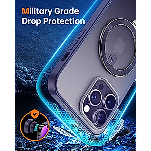 FACBINY Magnetic Kickstand Case Designed for iPhone 14 Pro Max [360° Rotatable Ring Stand Holder] [Compatible with MagSafe] [Military-Grade Protection] Translucent Shockproof Phone Case, Purple