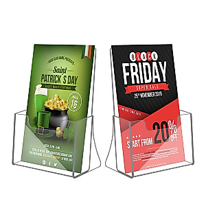 NIUBEE 2 Pack 8.5'' x 5.5'' Acrylic Bi-fold Brochure Holder,Clear Plastic Counter top Organizer