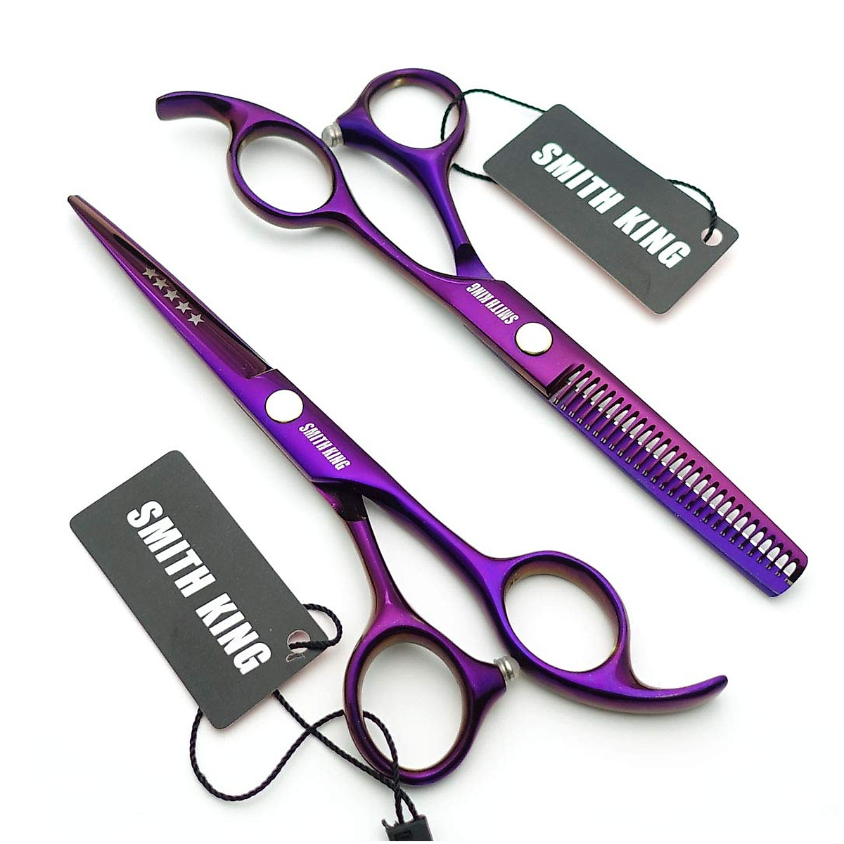 5.5 Inches Hair Cutting Scissors Set with Razor Combs Lether Scissors Case,Hair Cutting Shears Hair Thinning Shears for Personal and Professional (Voilet)