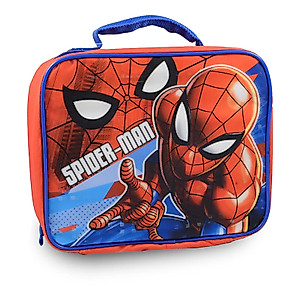 Kids Spiderman Mini Backpack Set ~ 5 Pc Bundle with 11 Inch Marvel School Bag, Lunchbox, Water Pouch, 200 Stickers and More (Superhero School Supplies for Boys and Girls)