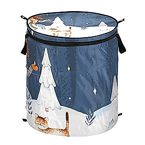 Landscape Christmas Tree Pop Up Laundry Hamper Collapsible with Lid Dirty Clothes Hamper Laundry Basket Storage Baskets Organizer for Laundromat, Dorm, Apartment