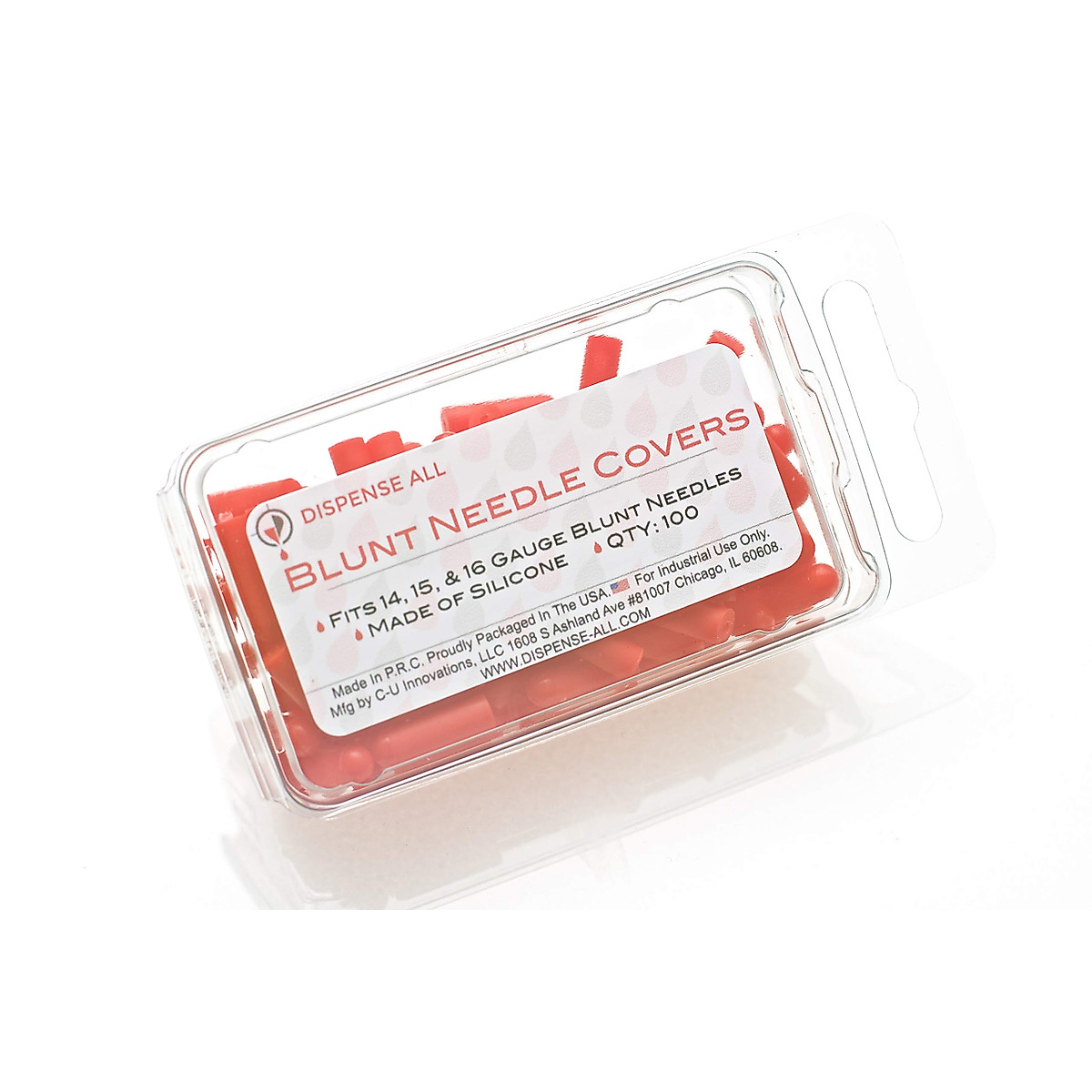Dispense All - Blunt Needle Covers, Red, Fits 14, 15, & 16 Gauge (QTY 100)