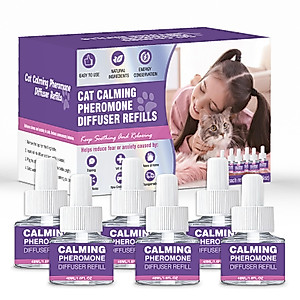 Cat Pheromones Calming Diffuser Refill 6 Pack Multicat Pheromone Diffusers Refills Relieve Anxiety Stress Reduce Spraying Fighting and Scratching for Cats Calm 48ml Fit All Common Diffusers Plug In