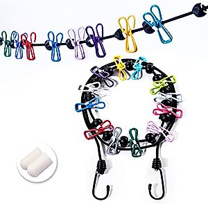 Ulfsaar Portable Travel Clothesline, Camping Accessories, Vacation Essentials, RV Cruise Camper Accessories for Travel Trailers, Camper Travel Apartment Essentials, Laundry Line.