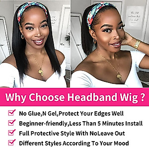 GABRIELLE 8 Inch Bob Headband Wig for Black Women, 150% Density, Human Hair, Glueless, Straight, 1 Count (Pack of 1), Women's Accessories, Black Women, Wig Users