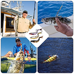 Fishing Lures, Full-Size Multi Jointed Swimbait, Slow Sinking Segmented Bass Fishing Lure, Fishing Lure Freshwater or Saltwater, Perch Pike Walleye Striped Bass Lures, Fishing Bait Kit