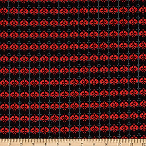 Henry Glass Moroccan Red Abstract Floral Black/Red, Quilting Fabric by the Yard