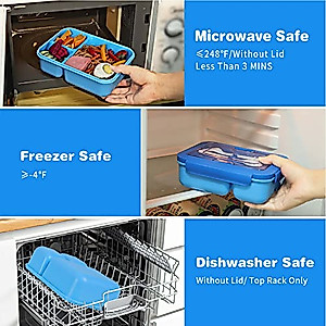 Caperci Premium Bento Box Adult Lunch Box for Older Kids - Leakproof 44 oz 3-Compartment Lunch Containers for Adults and Teens, Ergonomic Design, Built-in Utensil Set & BPA Free (Blue)