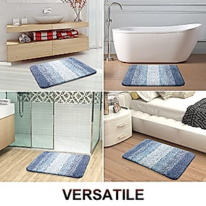 OLANLY Luxury Bathroom Rug Mat, Extra Soft and Absorbent Microfiber Bath Rugs, Non-Slip Plush Shaggy Bath Carpet, Machine Wash Dry, Bath Mats for Bathroom Floor, Tub and Shower, 24x16, Blue