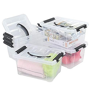 CadineUS Clear Storage Boxes, Latching Storage Bins with Lids Set of 6