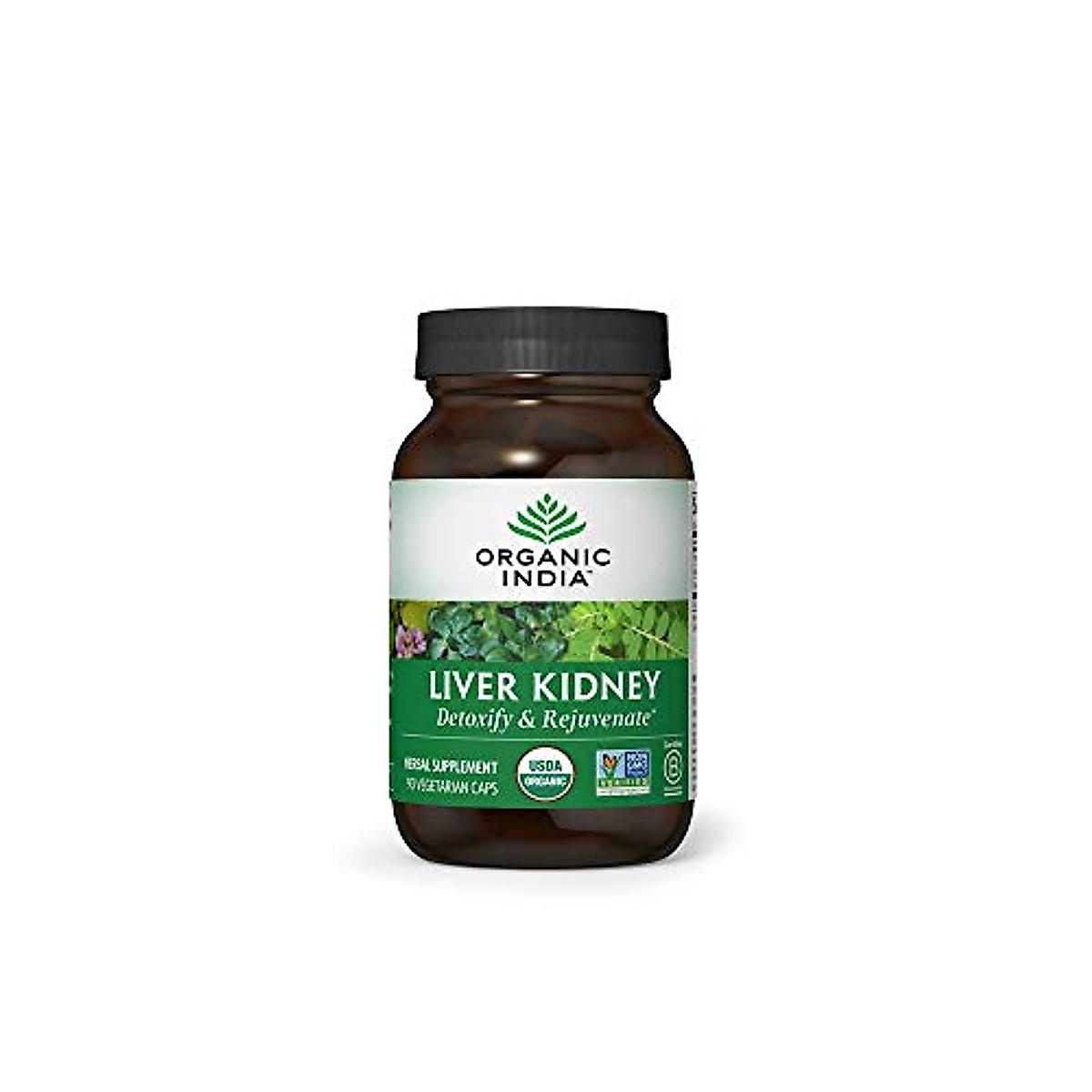 ORGANIC INDIA Liver Kidney Herbal Supplement - Detoxify & Rejuvenate, Supports Healthy Liver & Kidney Function, Vegan, Gluten-Free, Kosher, USDA Certified Organic, Non-GMO - 90 Capsules