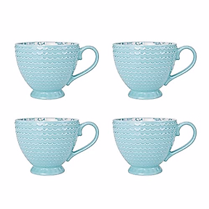 Pfaltzgraff Venice 16-Piece Stoneware Dinnerware Set, Service for 4, Aqua/White -