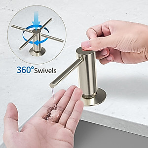 SAMODRA Kitchen Sink Soap Dispenser, Brass Pump Head Brushed Nickel Finish Built in Design with 39" Extension Tube Directly to Soap Bottle, No More Messy Refills(No Bottle)