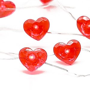 MIYA LIFE Valentines Day Decorations Heart-Shaped Fairy String Lights | Battery Operated & Remote Controlled Vintage Garland for Wedding Valentine Table Décor (Red Heart)