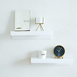 IEEK 15 Inch White Acrylic Floating Wall Ledge Shelf,Wall Mounted Nursery Kids Bookshelf,5MM Thick Home/Office/Bathroom Storage Shelves Display Organizer,Set of 4